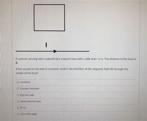 Solved A Current Carrying Wire Is Placed Near A Square Chegg