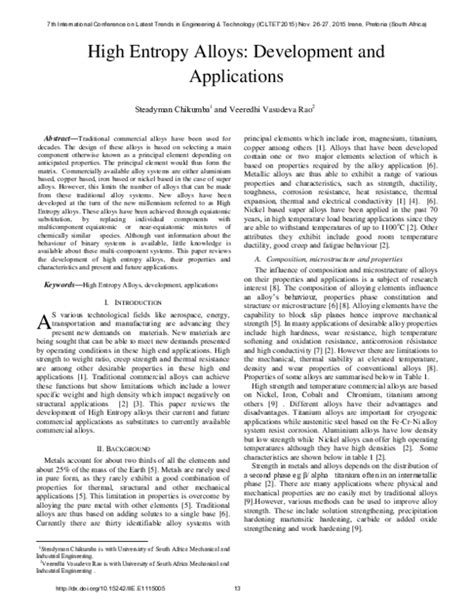 Pdf High Entropy Alloys Development And Applications