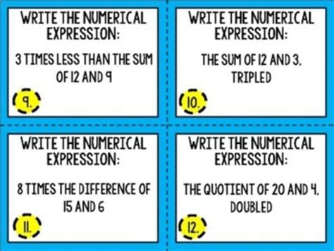 Interpreting Numerical Expressions Task Cards By The Learning Spark