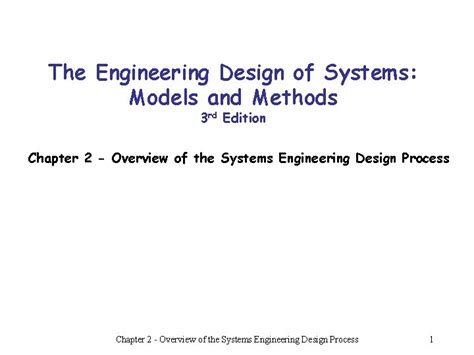 The Engineering Design Of Systems Models And Methods