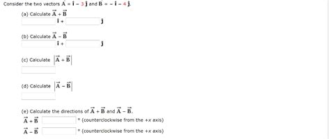 Solved The Displacement Vectors A And B Shown In The Figure