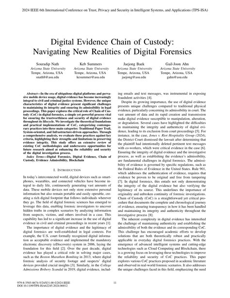 Pdf Digital Evidence Chain Of Custody Navigating New Realities Of Digital Forensics