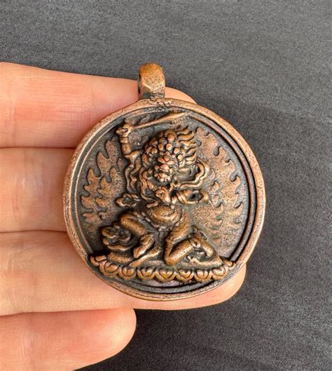 Vintage Tibetan Yamantaka Pendant Antique Copper Buddhist Amulet