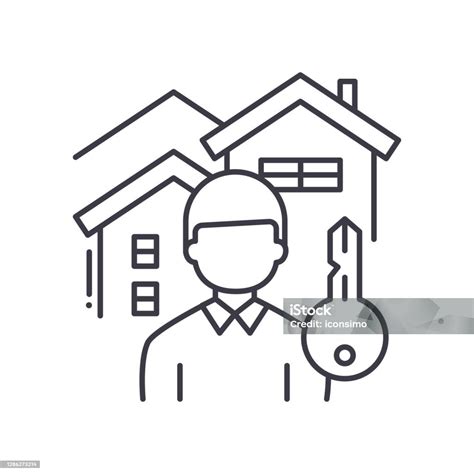 집주인 아이콘 선형 격리 된 그림 얇은 줄 벡터 웹 디자인 기호 흰색 배경에 편집 가능한 스트로크와 개요 개념 기호 아이콘에