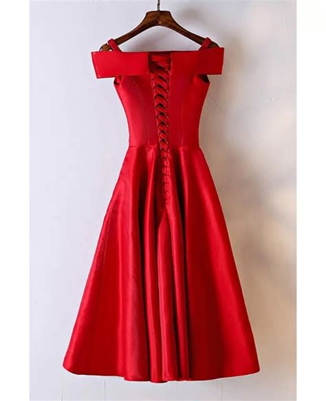 Gorgeous Red Off Shoulder A Line Lace Party Dress Myx18002