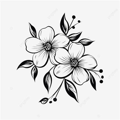 Dibujo Sencillo De Flor En Blanco Y Negro Gratis Vector Línea Arte Y