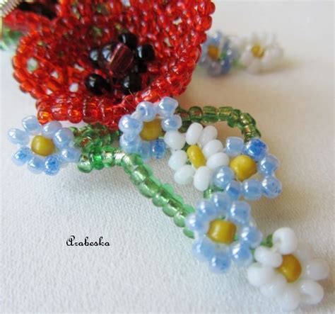 Kolczyki Polne Kwiaty Z Niezapominajkami Beaded Beaded Bracelets