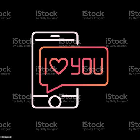 I Love You Bubble 벡터 다채로운 개요 아이콘이있는 스마트 폰 2월에 대한 스톡 벡터 아트 및 기타 이미지 2월
