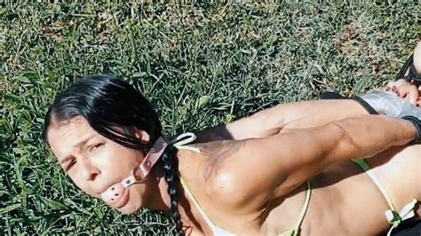 Bound And Gagged In The Woods Helpless Fetish Doll Struggles In Silence