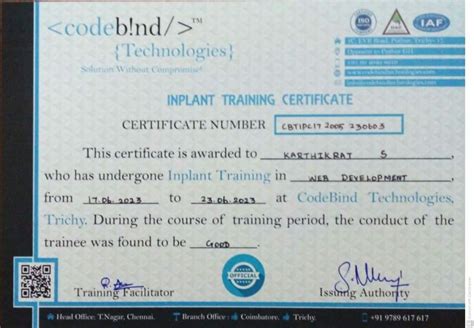 Karthikraj S On Linkedin {technologies} Inplant Training Certificate