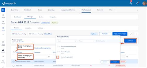 Assign Unassign And Share Performance Templates