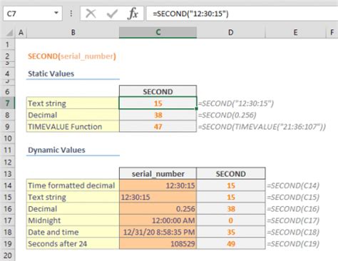 Function Second Excel Formulas Date Time