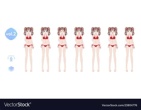 Anime Manga Girl In A Summer Bikini Swimsuit Vector Image