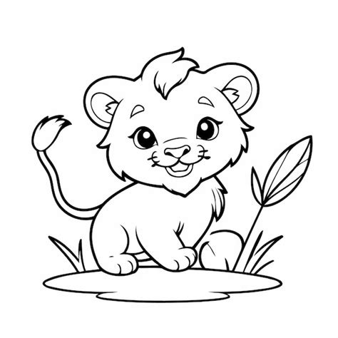 Illustration Vectorielle Dun Mignon Dessin De Lion à Colorier