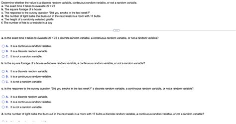 Solved Determine Whether The Value Is A Discrete Random Chegg