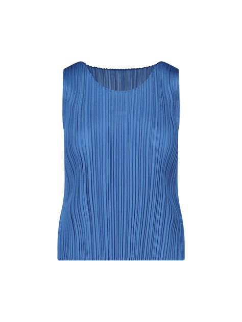 Pleats Please Pleated Top In Blue Modesens