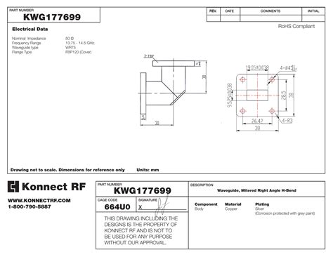 Waveguide Mitered Right Angle H Bend Wr75 Fpb120 Flange Type 1375 145 Ghz Konnectrf