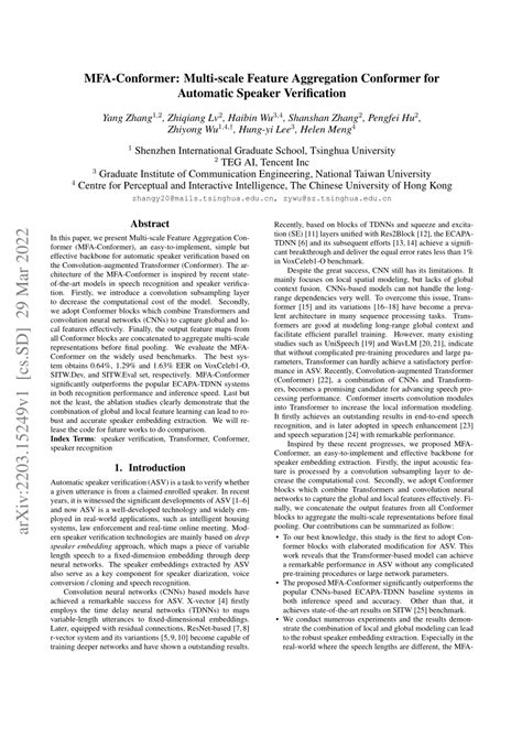 Pdf Mfa Conformer Multi Scale Feature Aggregation Conformer For