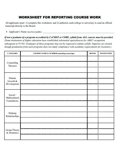 Free 33 Course Worksheet Samples In Pdf Ms Word