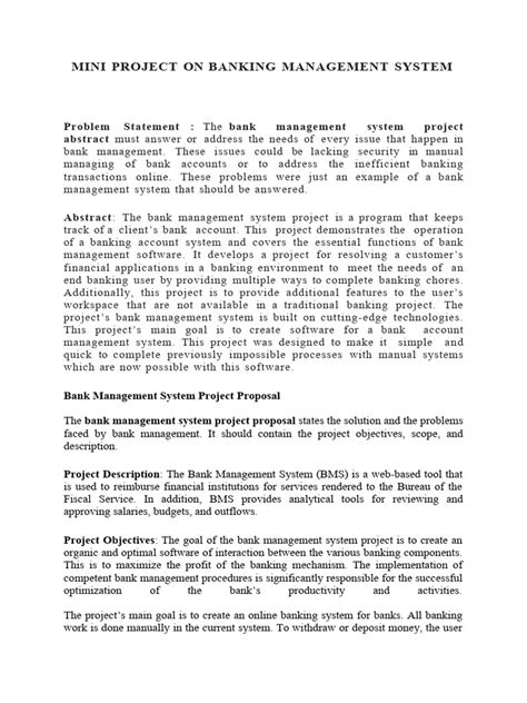 Mini Project On Banking Management System Pdf Banks Deposit Account