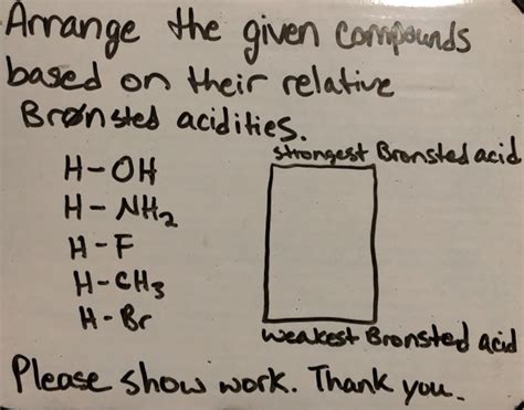 Solved Arrange The Given Compounds Based On Their Relative Chegg