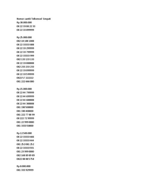 Nomor Cantik Telkomsel Simpati Pdf