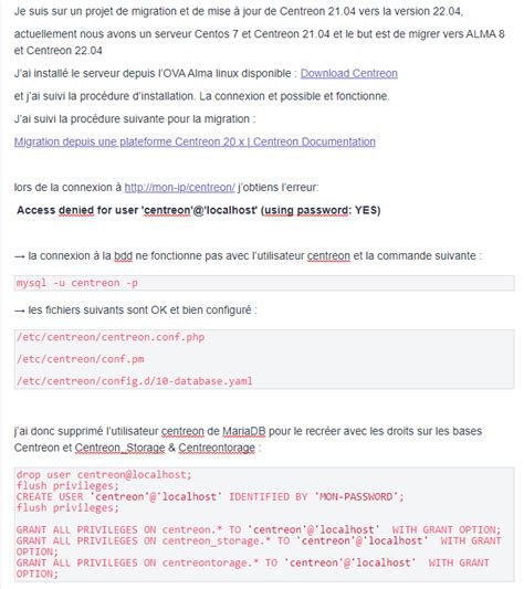 problème migration de centreon 21 04 vers 22 04 centos vers alma linux