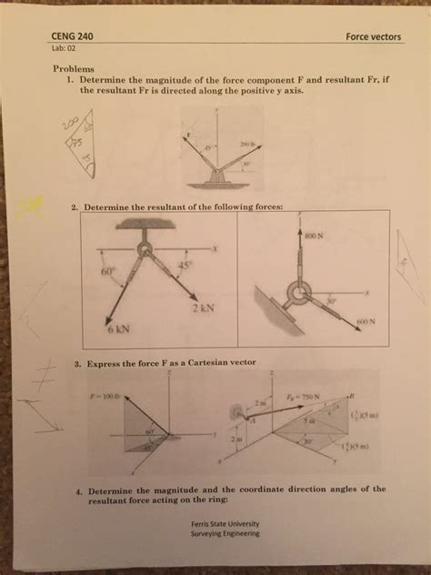 Solved CENG Lab Force Vectors Problems Determine Chegg