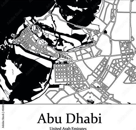 Vector Color Map Of Abu Dhabi UAE City Plan Of Abu Dhabi Vector