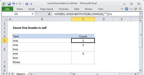 Count Line Breaks In Cell Excel Formula Exceljet