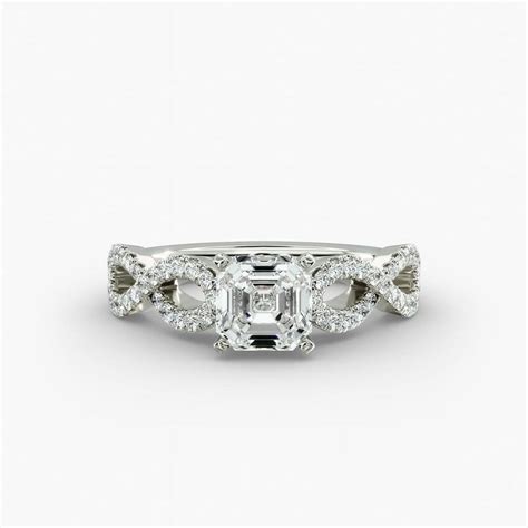 Amor Jewel Jewel 14k White Gold Plated Diamond Ring Asscher Cut