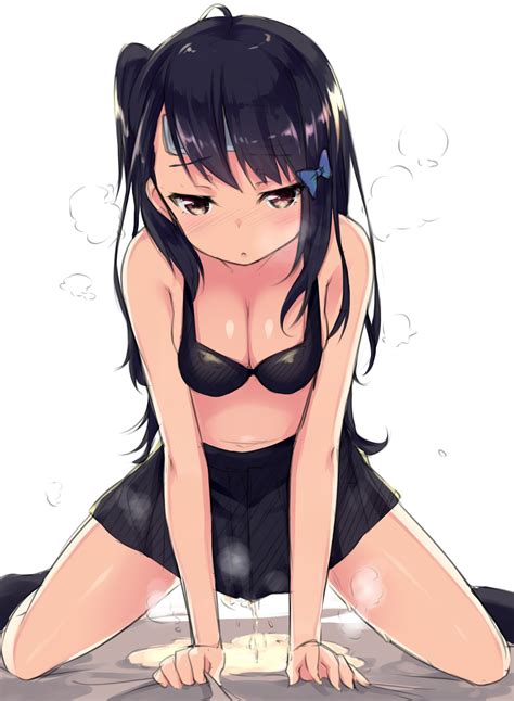 Wallpaper Illustration Anime Girls Cartoon Black Hair Cleavage Bra Original Characters