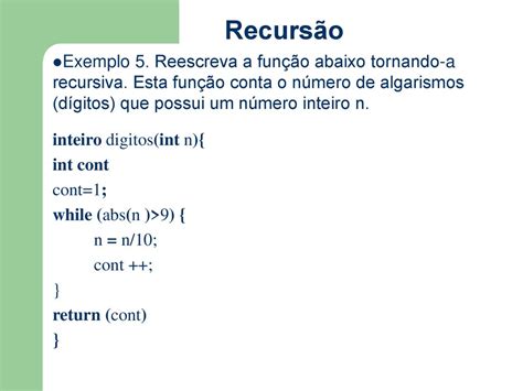 Programação De Computadores I Recursão Ppt Carregar