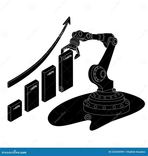 Silhouette Automatic Trading Robot Isometric Concept With Chart And