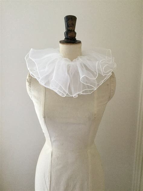 White Circus Neck Ruff Circus Clown Costume Etsy