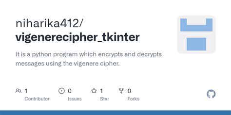 Github Niharika412vigenereciphertkinter It Is A Python Program