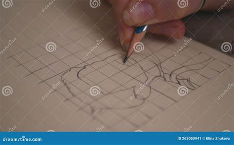 Drawing A Sketch Lip Drawing With Pencil Sketchbook Stock Video Video