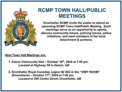 Rcmp Town Hallpublic Meetings Wheatland County