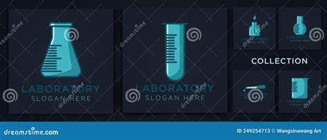 Laboratory Flask Logo Collection Vector Illustration Stock Vector