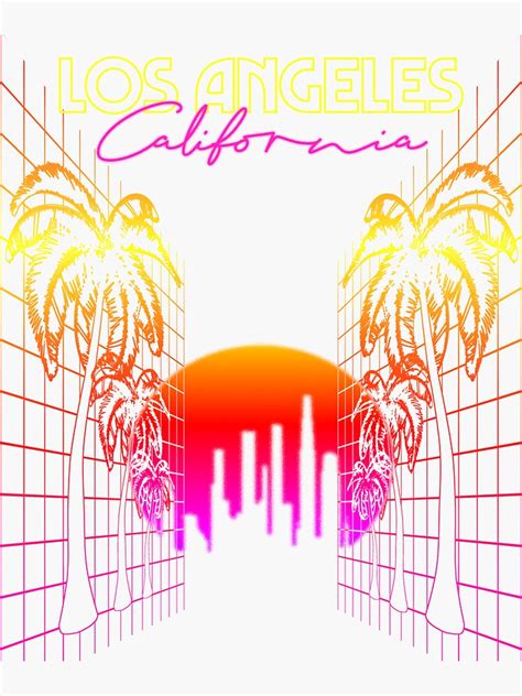 Los Angeles California Retro Synthwave Graphic Sticker By Nicencool