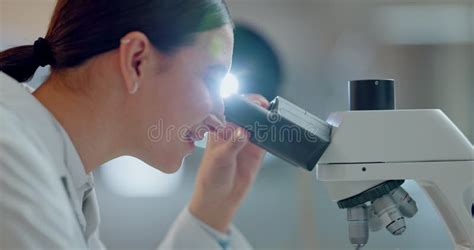 Science Research And Happy Woman With Microscope Future Technology