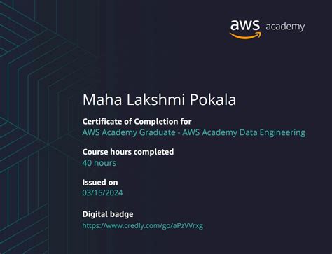 Completed Aws Academy Data Engineering Maha Lakshmi Pokala Posted On The Topic Linkedin
