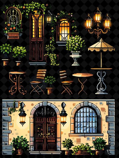Premium Psd Mediterranean Patio Sets 8 Bit Pixel With Mosaic Tiles
