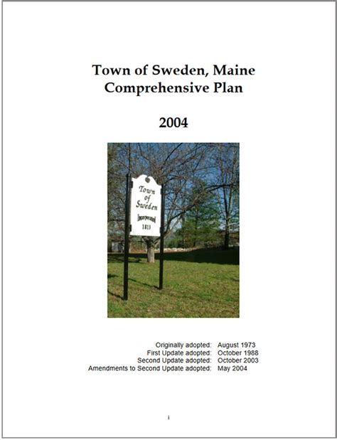 Comprehensive Plan Town Of Sweden Maine