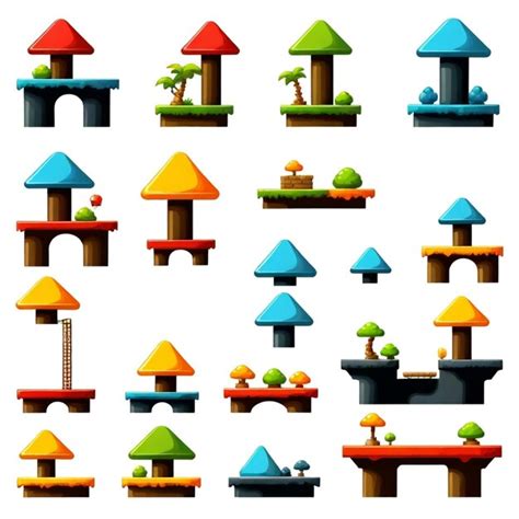 Platformer Vector Set White Background Isolated A High Quality