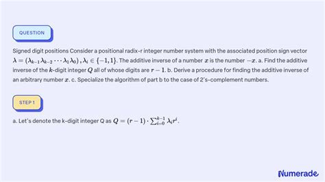 Solvedsigned Digit Positions Consider A Positional Radix R Integer