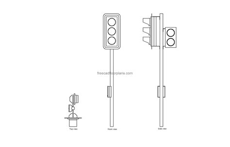 Traffic Light With Pedestrian Light Free Cad Drawings