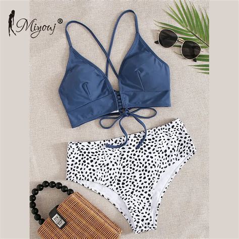 Miyouj Polka Dot Print Biquini String Bikini Womens Swimsuit 2020 High