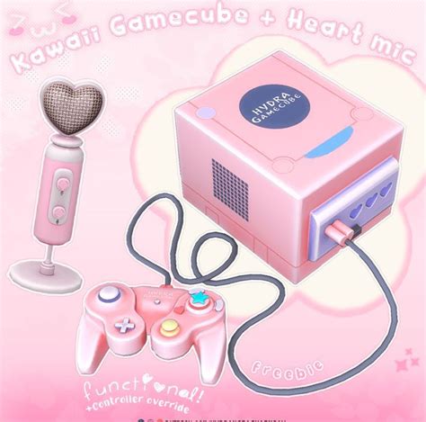 Kawaii Gamer Freebies Set Gamecube Console Heart Mic Sims 4 Alpha
