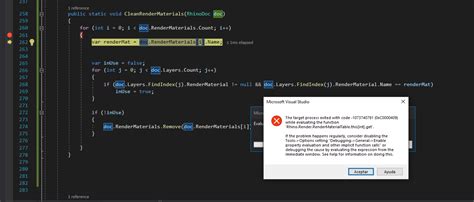 system accessviolationexception when iterating rendermaterials